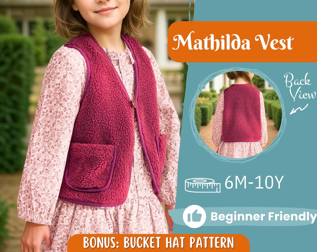 Vest Sewing Pattern for Kids, Teddy Vest Pattern, Kids Pattern, PDF ...