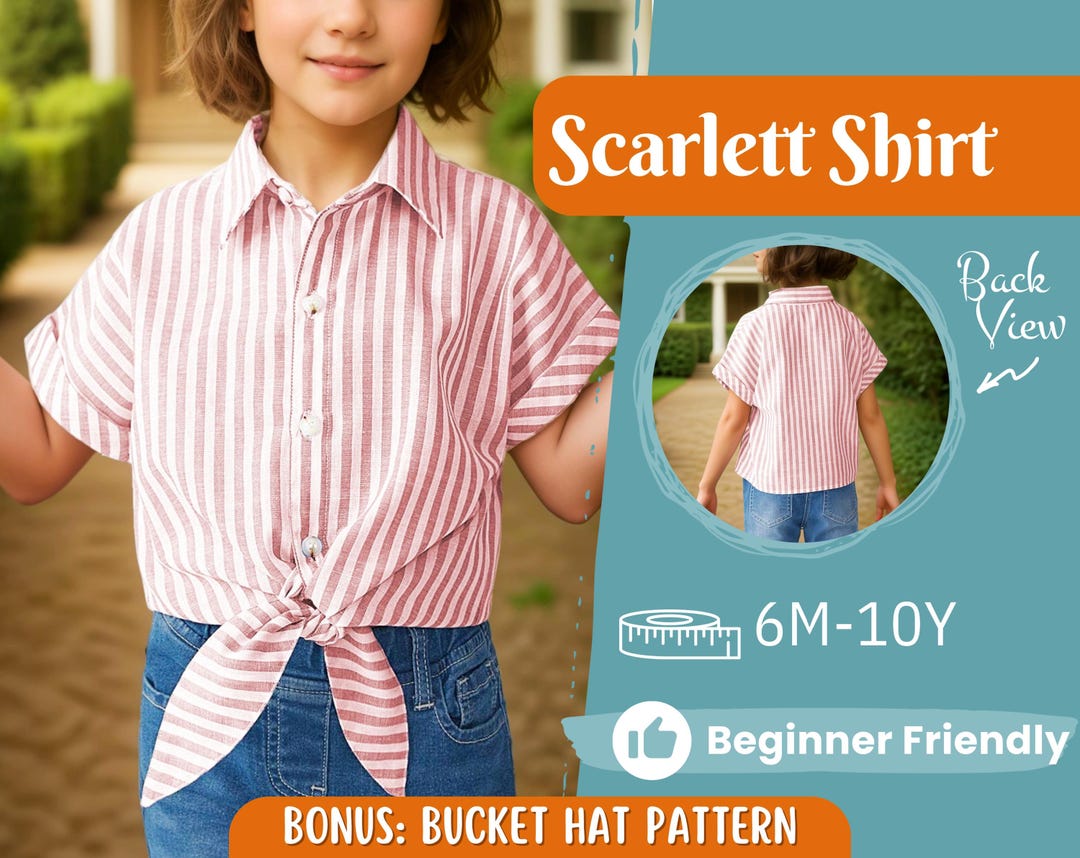 Shirt Sewing Pattern for Kids, Girl's Shirt Pattern, Kids Pattern, PDF ...