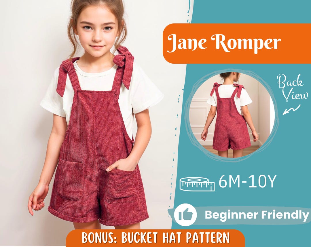 Romper Sewing Pattern for Kids, Romper Pattern, Kids Pattern, Overall ...