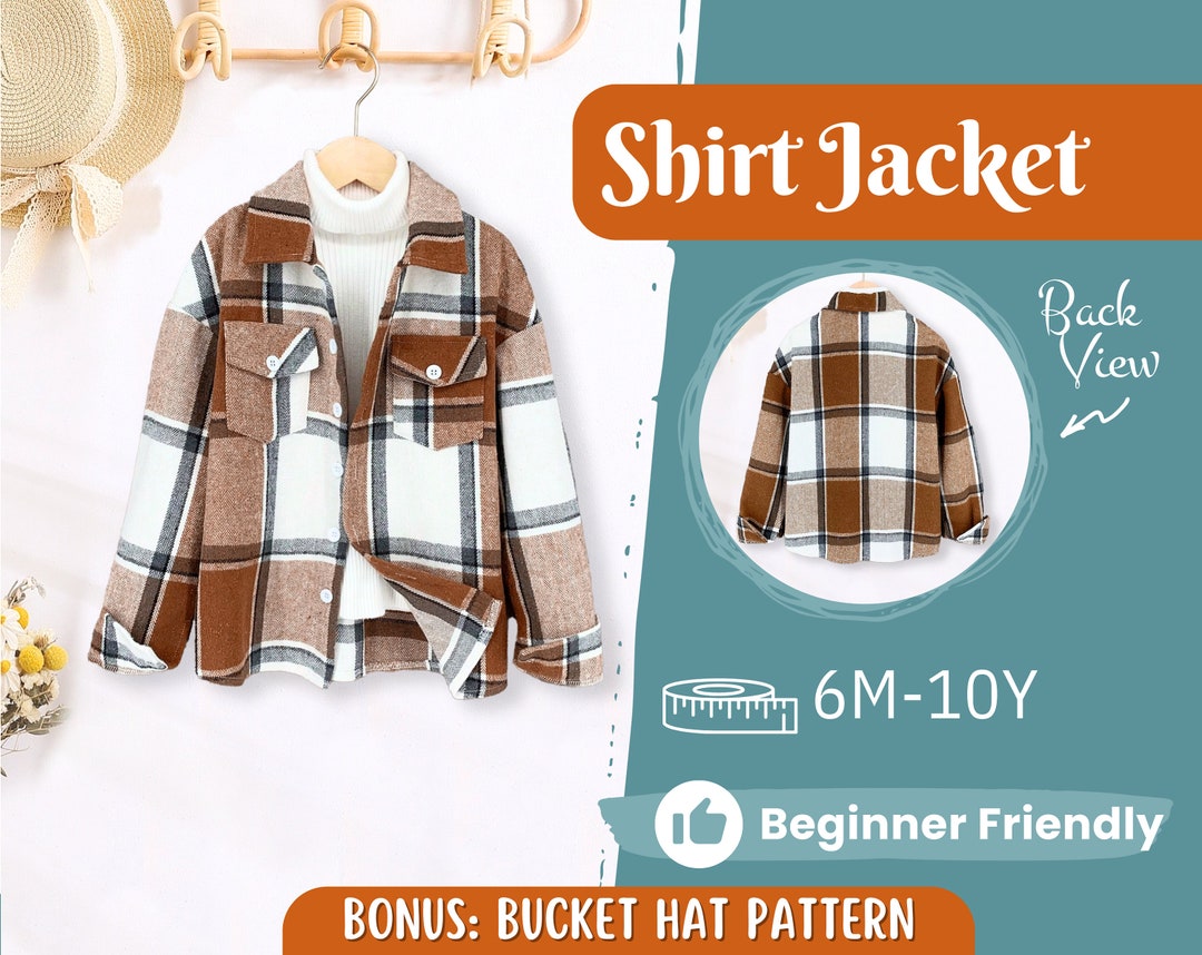 Jacket Sewing Pattern for Kids, Shirt Jacket Pattern, Kids Pattern, PDF ...