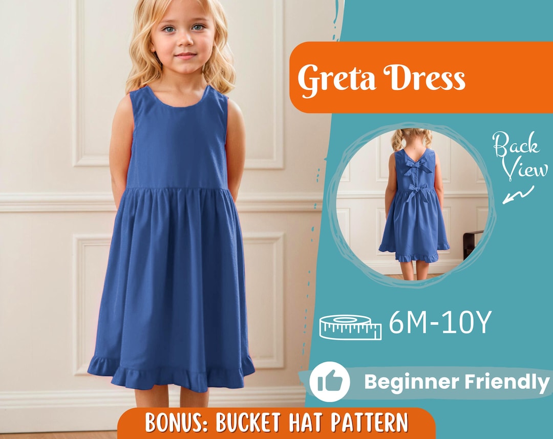 Dress Sewing Pattern for Kids, Dress Pattern, Kids Pattern, Summer ...