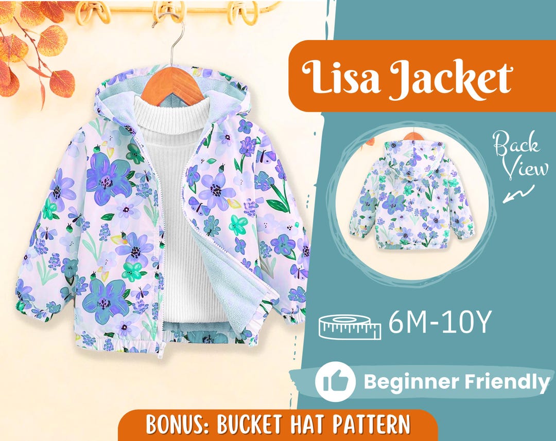 Jacket Sewing Pattern for Kids, Jacket Pattern, Kids Sewing Pattern, PDF Pattern, Beginner ...