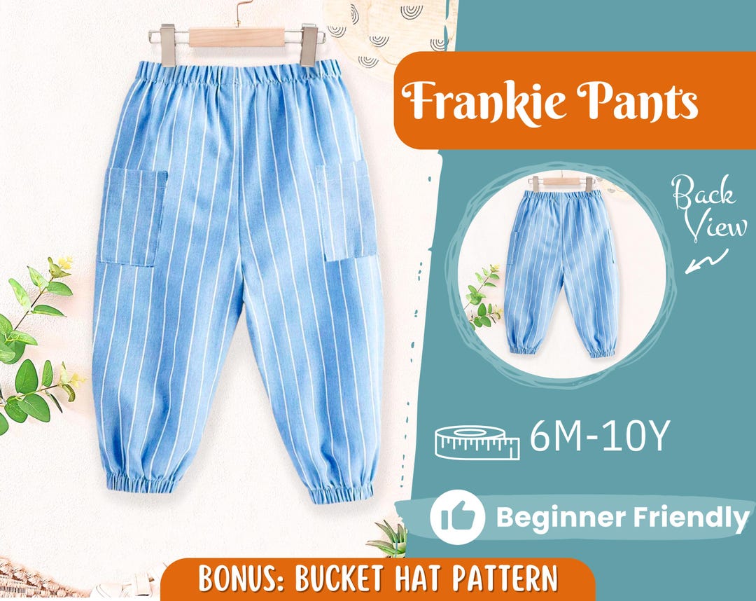 Pants Sewing Pattern for Kids, Elastic Waistband Pants Pattern, Kids ...