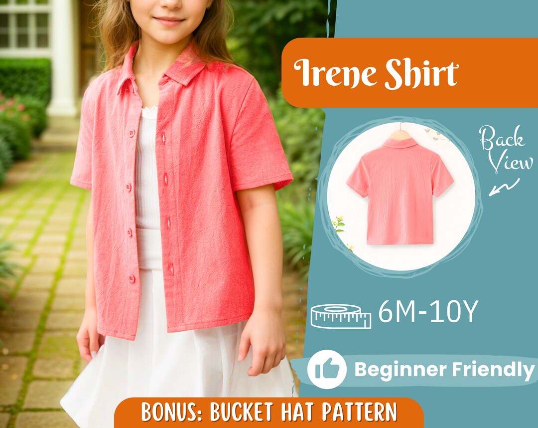 Shirt Sewing Pattern for Kids, Shirt Pattern, Kids Pattern, PDF Pattern ...