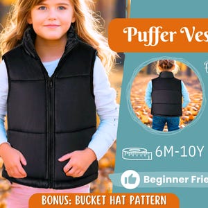 Puffer Vest Sewing Pattern for Kids, Puffer Vest, Kids Pattern, PDF ...