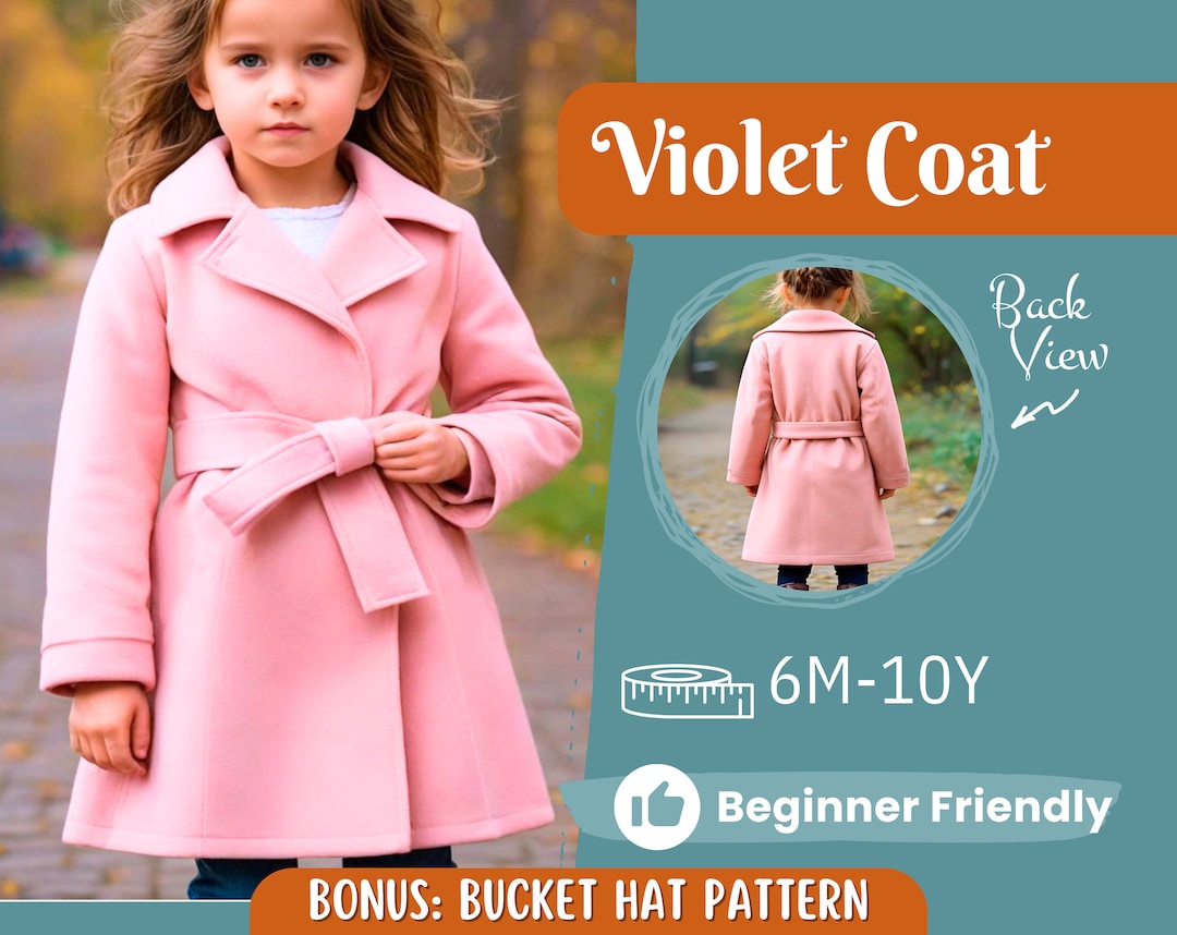 Coat Sewing Pattern for Kids, Girl Coat Pattern, Kids Pattern, PDF ...
