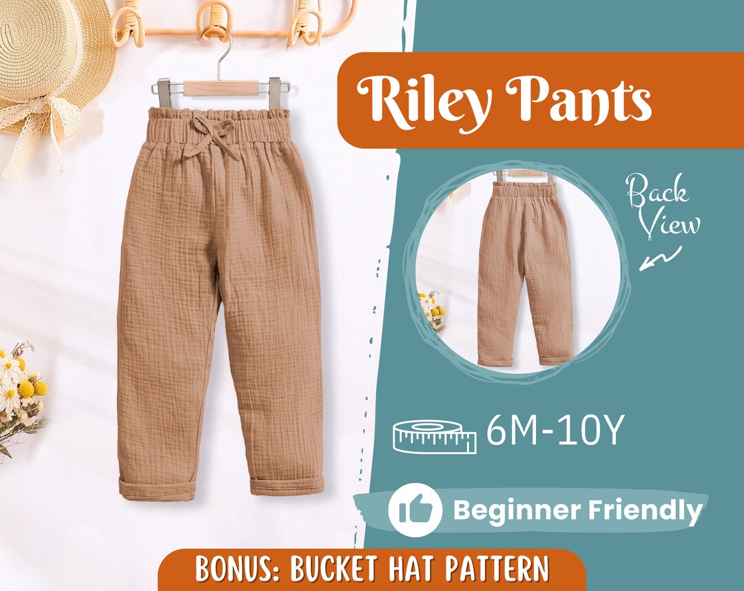 Pants Sewing Pattern for Kids, Elastic Waistband Pants Pattern, Kids ...