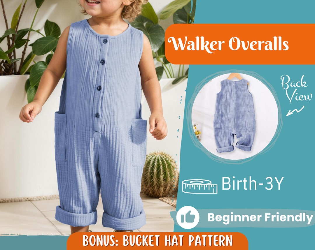 Overalls Sewing Pattern for Kids, Overalls Pattern, Kids Pattern, Jumpsuit Pattern, Beginner ...