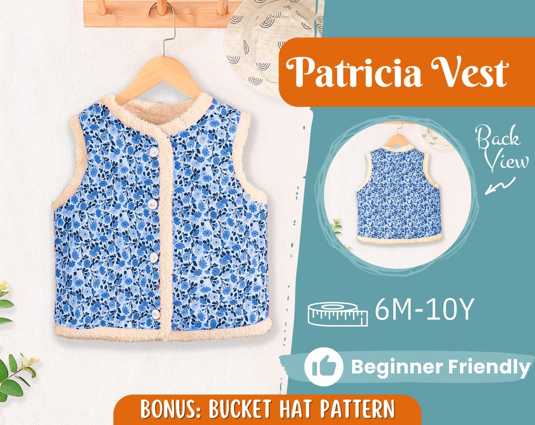 Vest Sewing Pattern for Kids, Teddy Vest Pattern, Kids Pattern, PDF ...