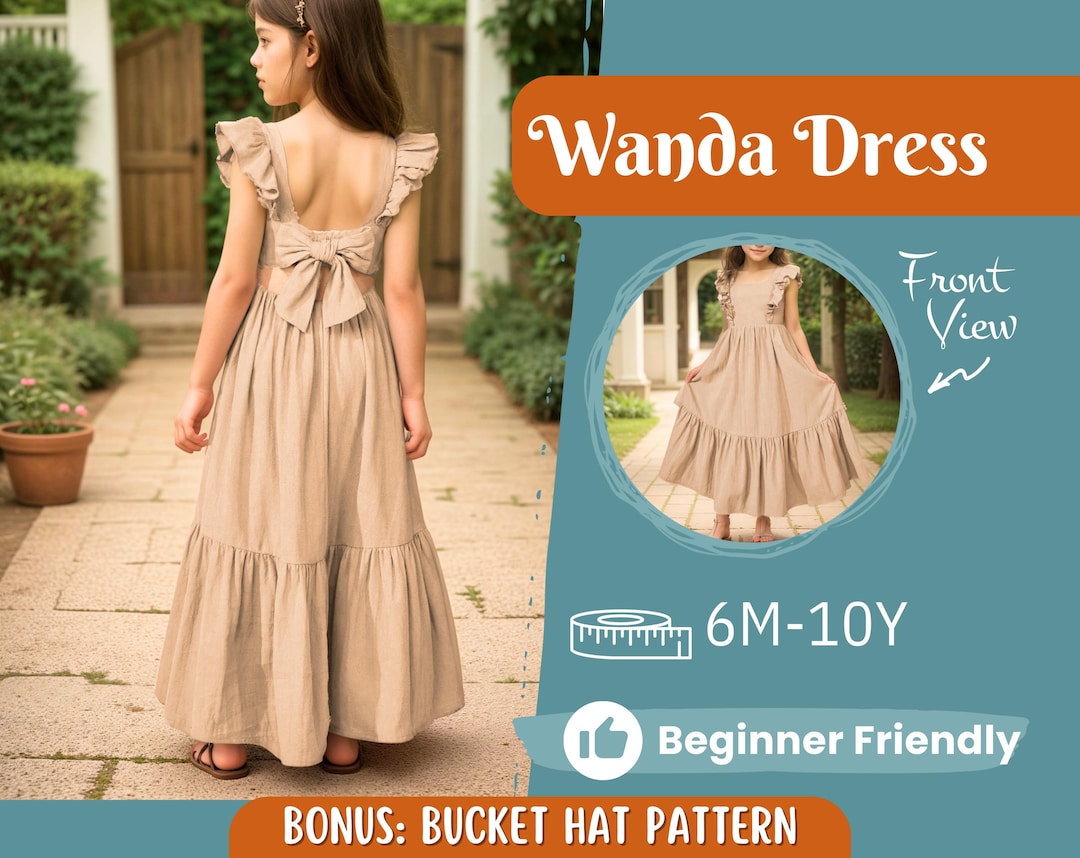 Dress Sewing Pattern for Kids, Dress Pattern, Kids Pattern, Long Dress ...