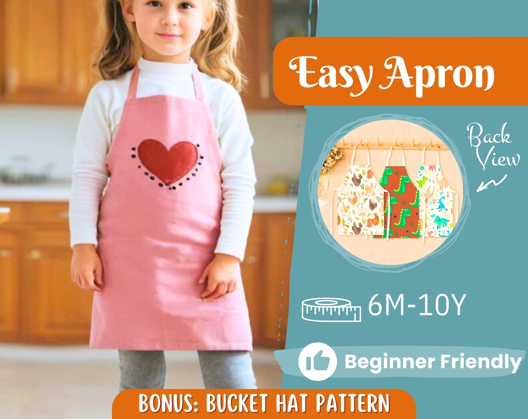 Apron Sewing Pattern for Kids, Apron Pattern, Kids Pattern, Pinafore ...