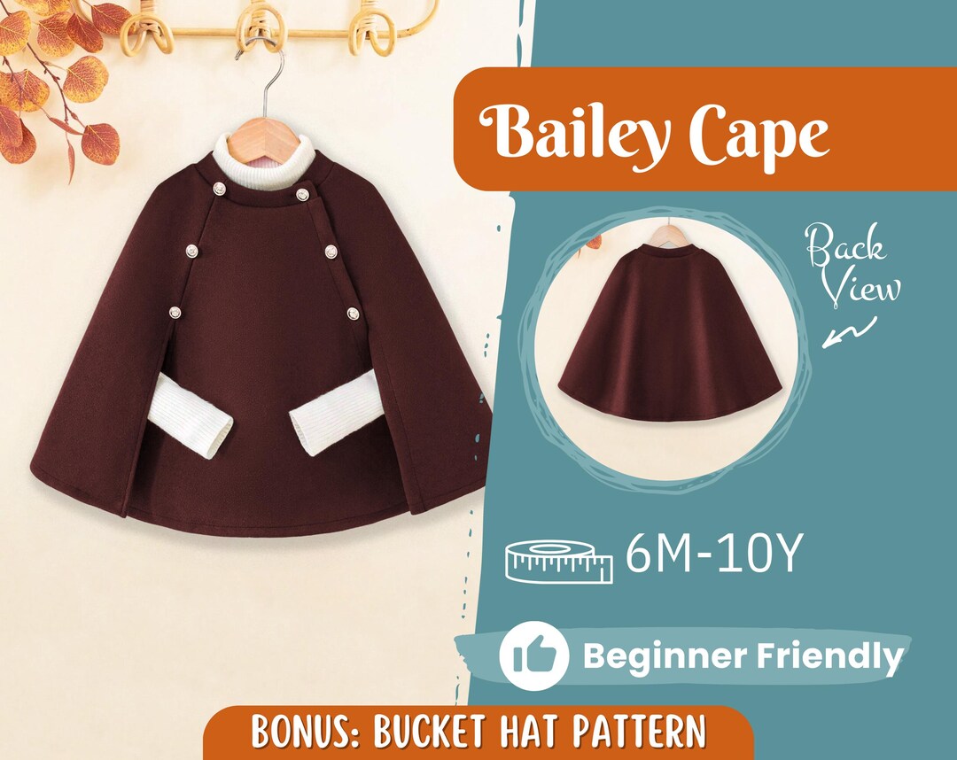 Cape Sewing Pattern for Kids, Capelet Pattern, Kids Pattern, Easy PDF ...