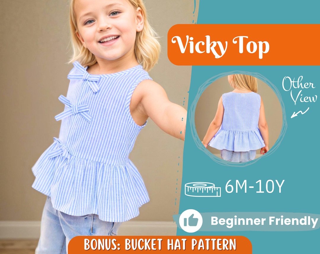 Top Sewing Pattern for Kids, Top Pattern, Kids Pattern, Girl Pattern ...