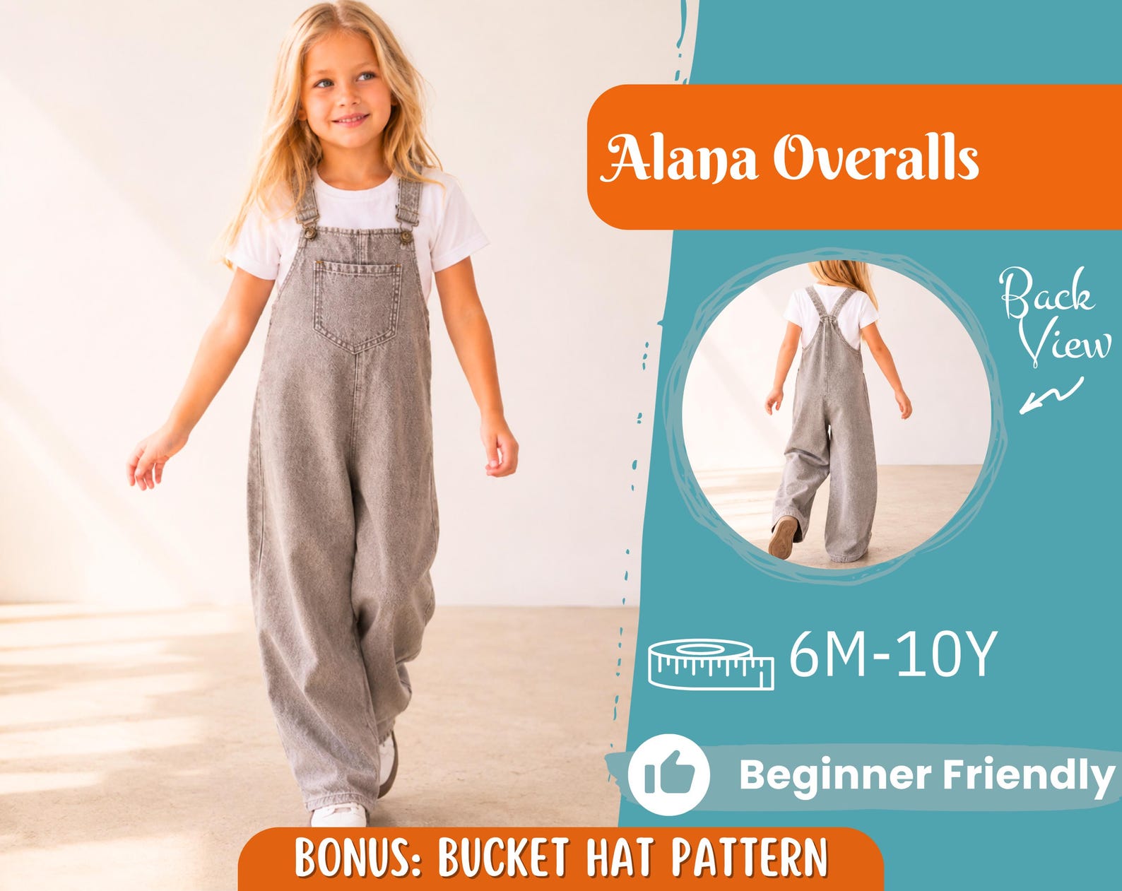 Overalls Sewing Pattern for Kids, Jumpsuit Pattern, Kids Pattern ...