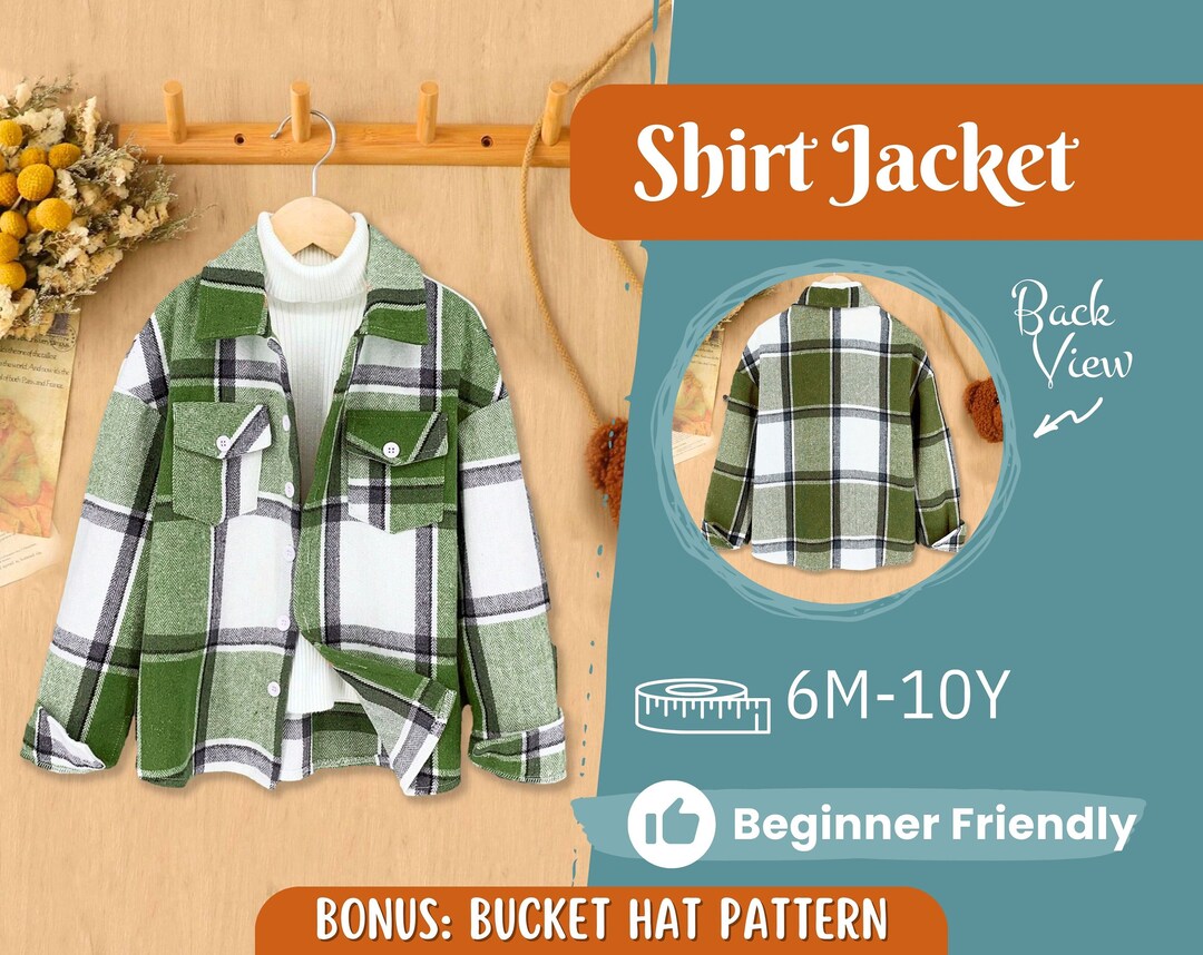 Jacket Sewing Pattern for Kids, Shirt Jacket Pattern, Kids Pattern, PDF ...