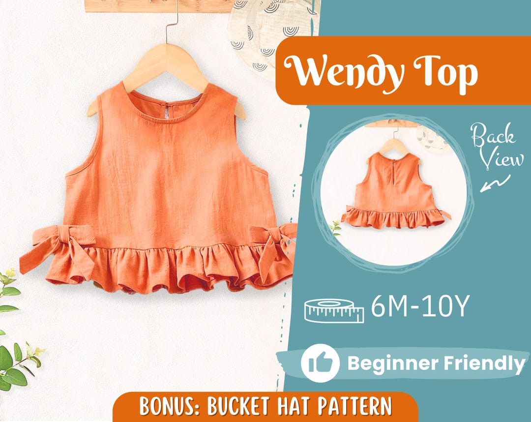 Top Sewing Pattern for Kids, Top Pattern, Kids Pattern, Girl Pattern ...