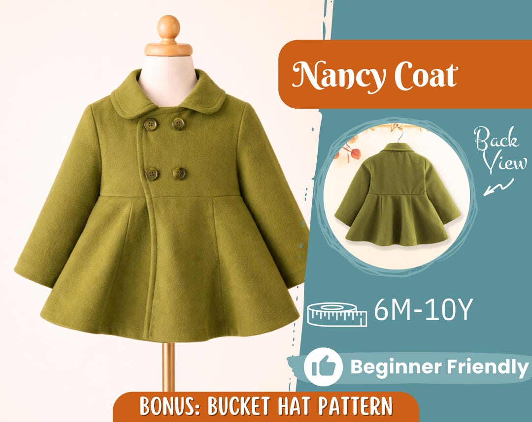 Coat Sewing Pattern for Kids, Girl Coat Pattern, Kids Pattern, PDF ...