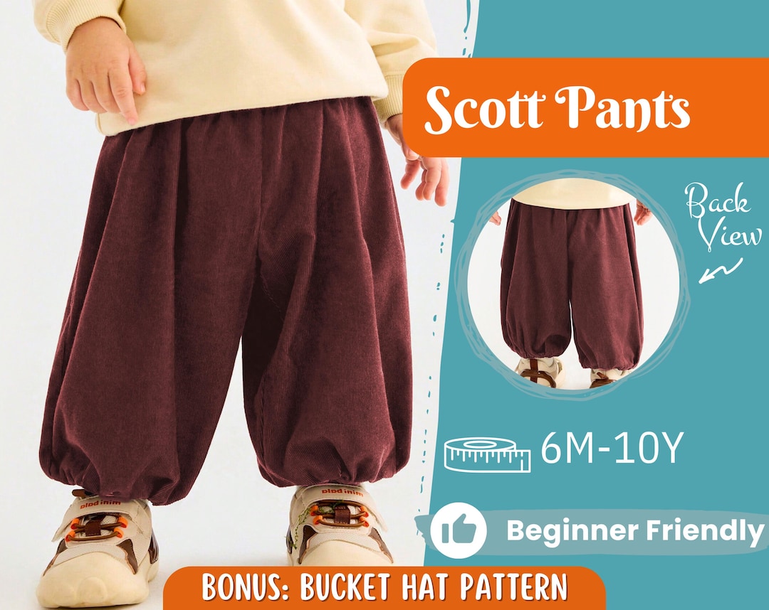Baggy Pants Sewing Pattern for Kids, Elastic Waistband Pants, Kids ...