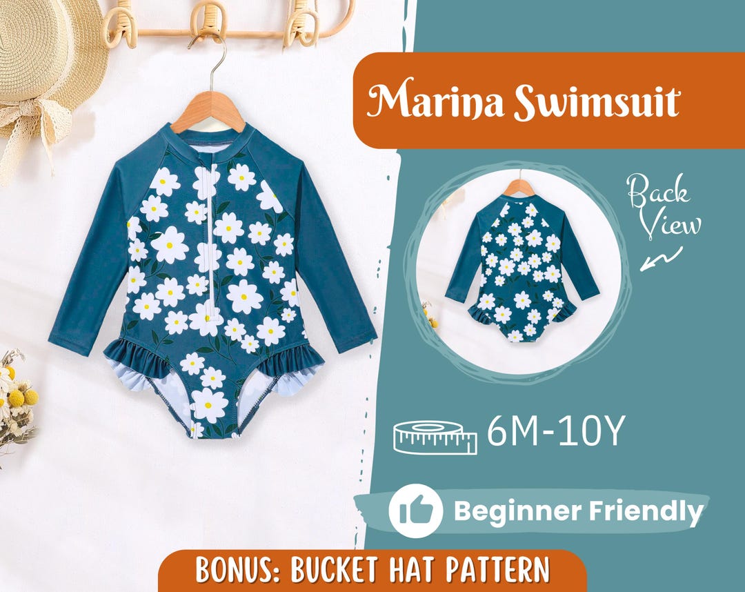 Swimsuit Sewing Pattern for Kids, Swimsuit Pattern, Kids Pattern ...