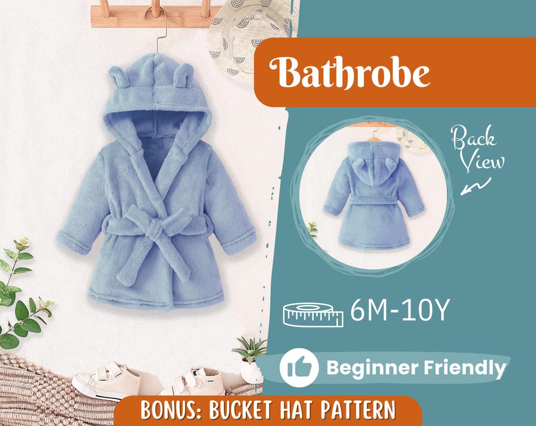 Bathrobe Sewing Pattern for Kids, Hooded Bathrobe, Kids Pattern, PDF ...