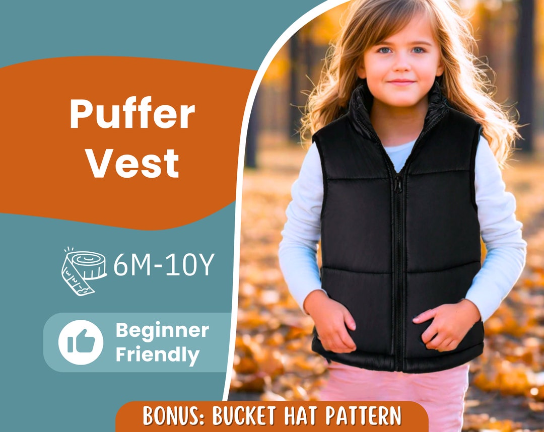 Puffer Vest Sewing Pattern for Kids, Puffer Vest, Kids Pattern, PDF Pattern, Beginner Pattern ...