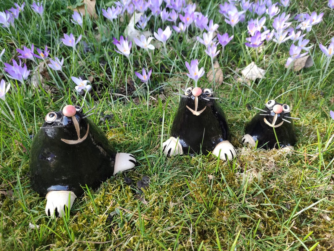 Three Curious Ceramic Moles Made to Order, Handmade, Frost-resistant - Etsy