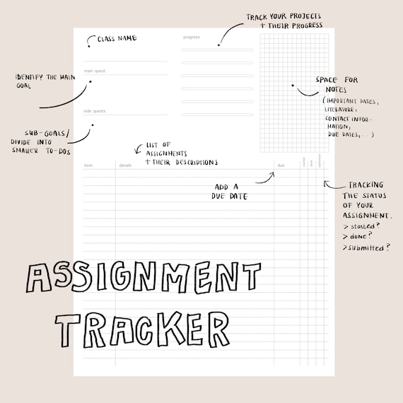 Masterlist: Assignment Tracker for Class - Etsy