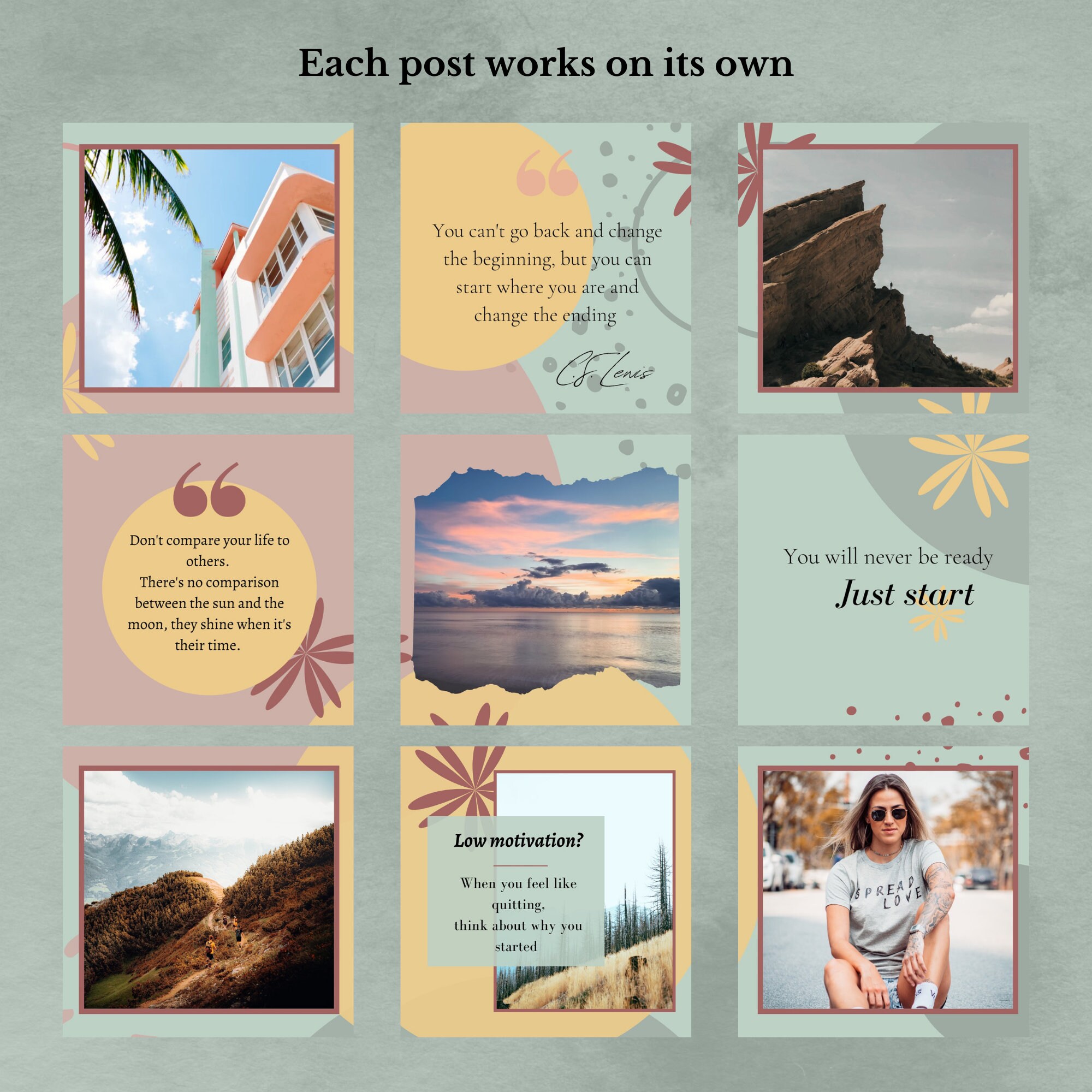 Earth Tones Canva Instagram Puzzle Feed Template 18 posts - Etsy.de