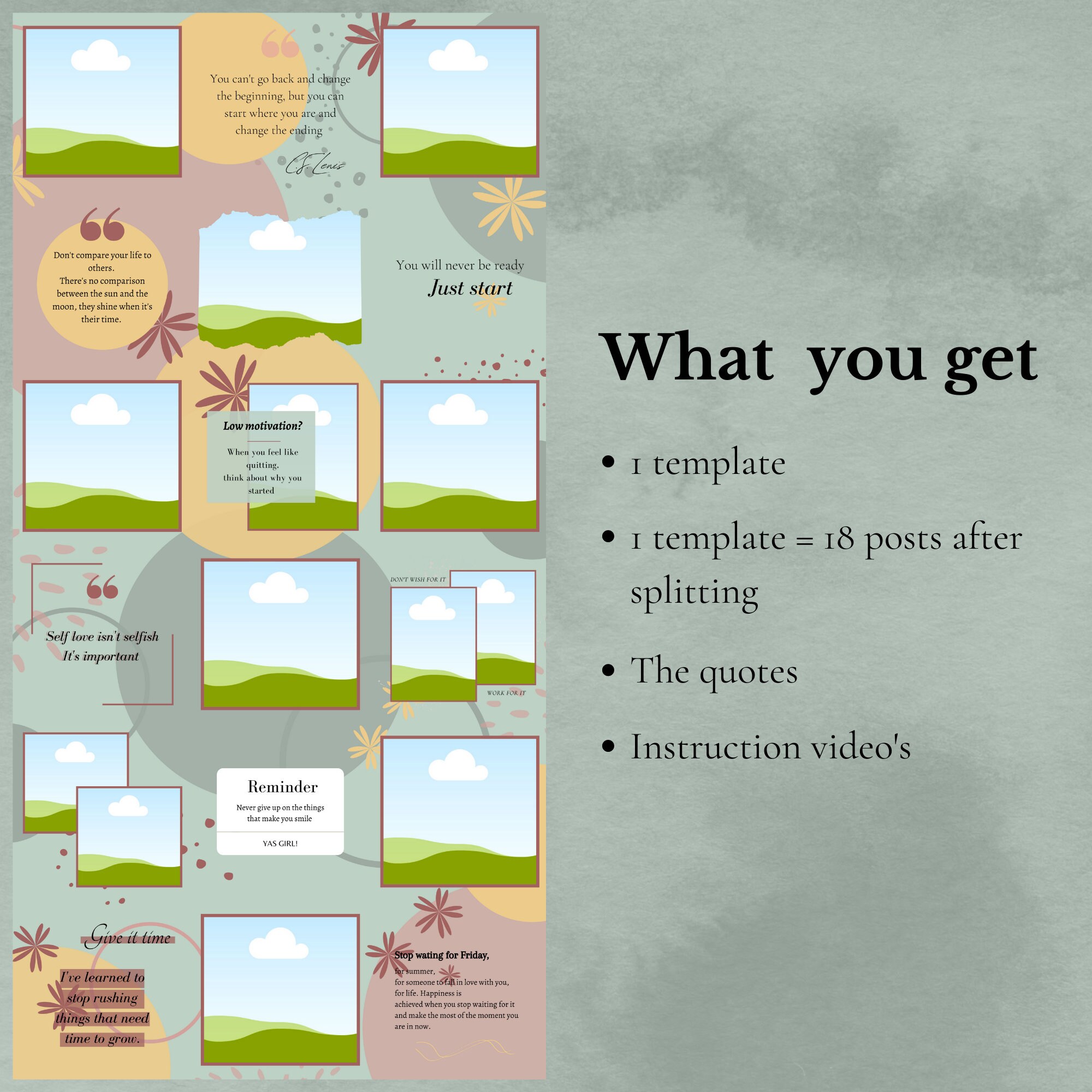 Earth Tones Canva Instagram Puzzle Feed Template 18 posts - Etsy.de