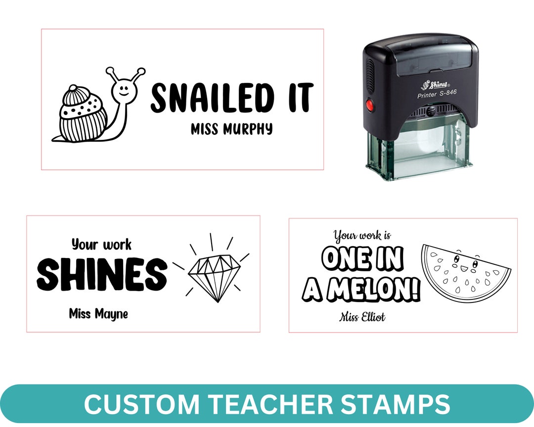 Cute Teacher Stamps, Personalised Teacher Stamp, Check by Stamp, Custom ...
