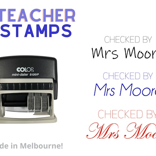 Personalized Name and Date Stamp Custom Checked by Teacher - Etsy Australia