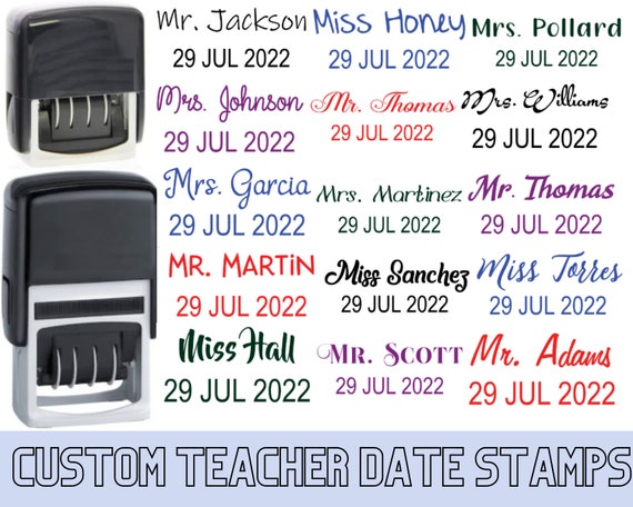 Teacher Date Stamp Personalised Name and Date Stamp Custom - Etsy