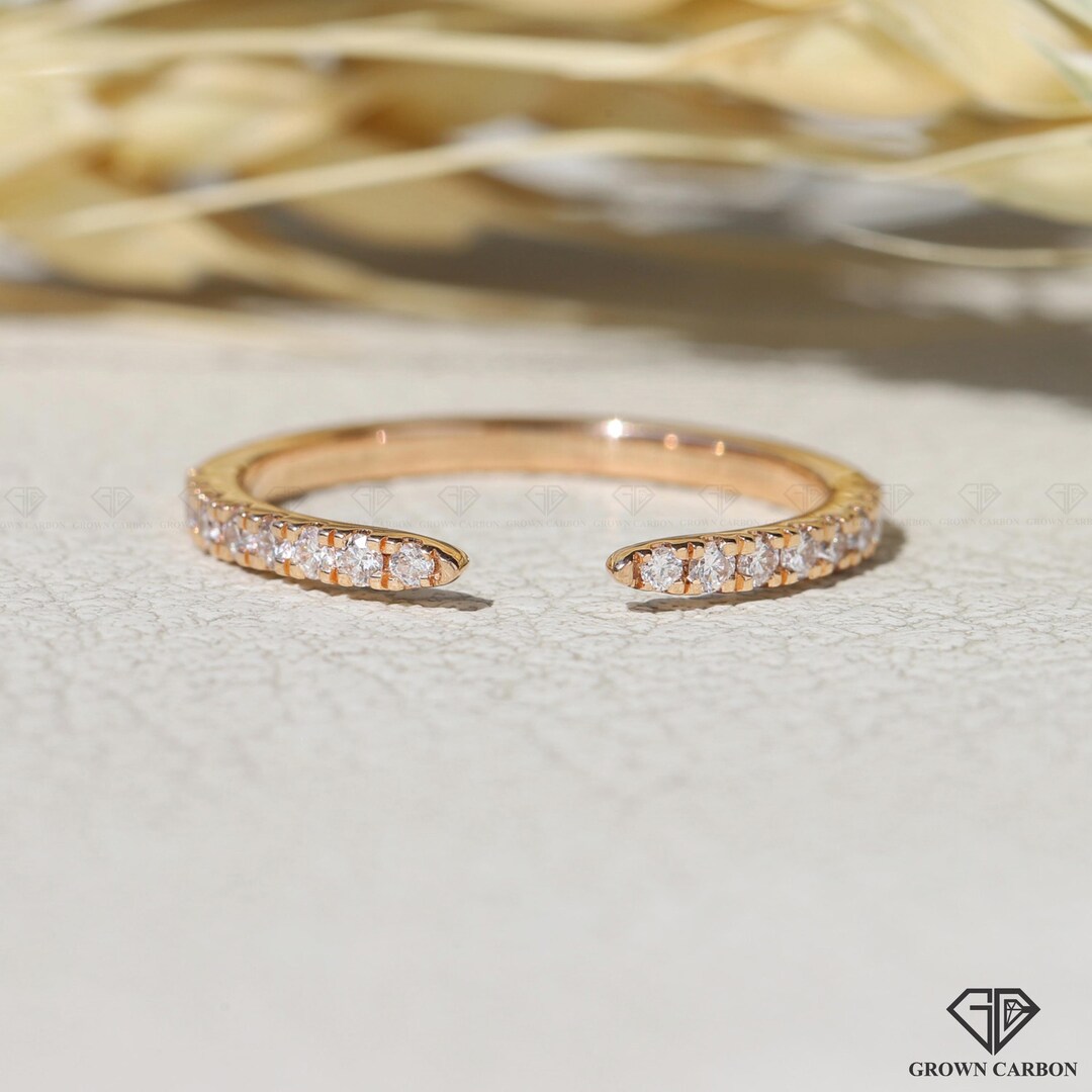 Handmade Custom Band, Open Gap Diamond Wedding Band, Half Eternity ...