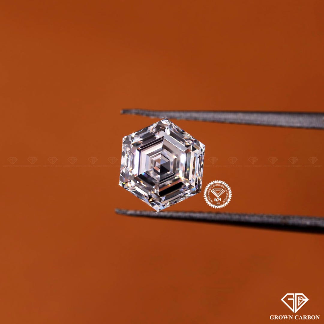 2.00CT Hexagon Step Cut Lab Grown Diamond, Inspires Gem for Custom ...
