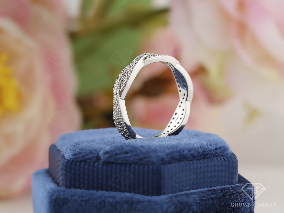 Infinity Twisted Lab Grown Diamond Band, Full Eternity Stackable Band ...