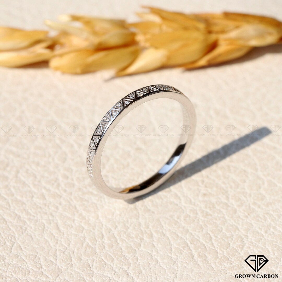 Delicate Lab-grown Diamond Wedding Band - Channel Set - Sustainable ...