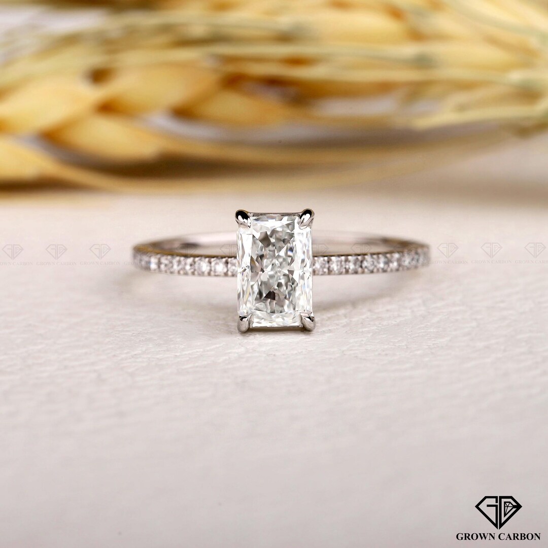 1.50CT Radiant Cut Lab Grown Diamond Wedding Ring, IGI Certified, 14K ...