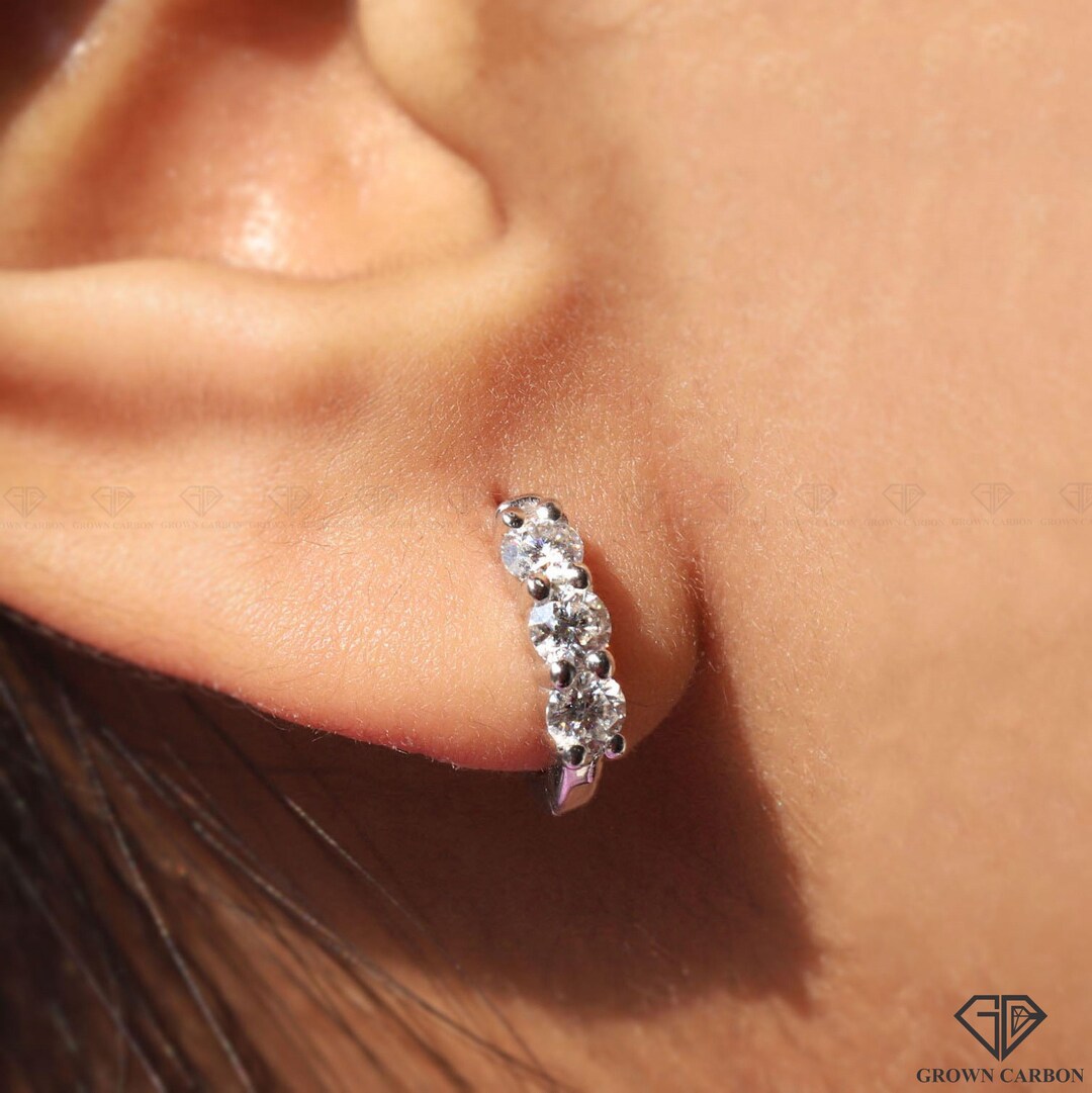 Labgrown Diamond 14K Gold Huggies Hoops, Dainty & Mini Hoops 950 ...