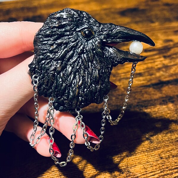 Raven Brooch - Etsy