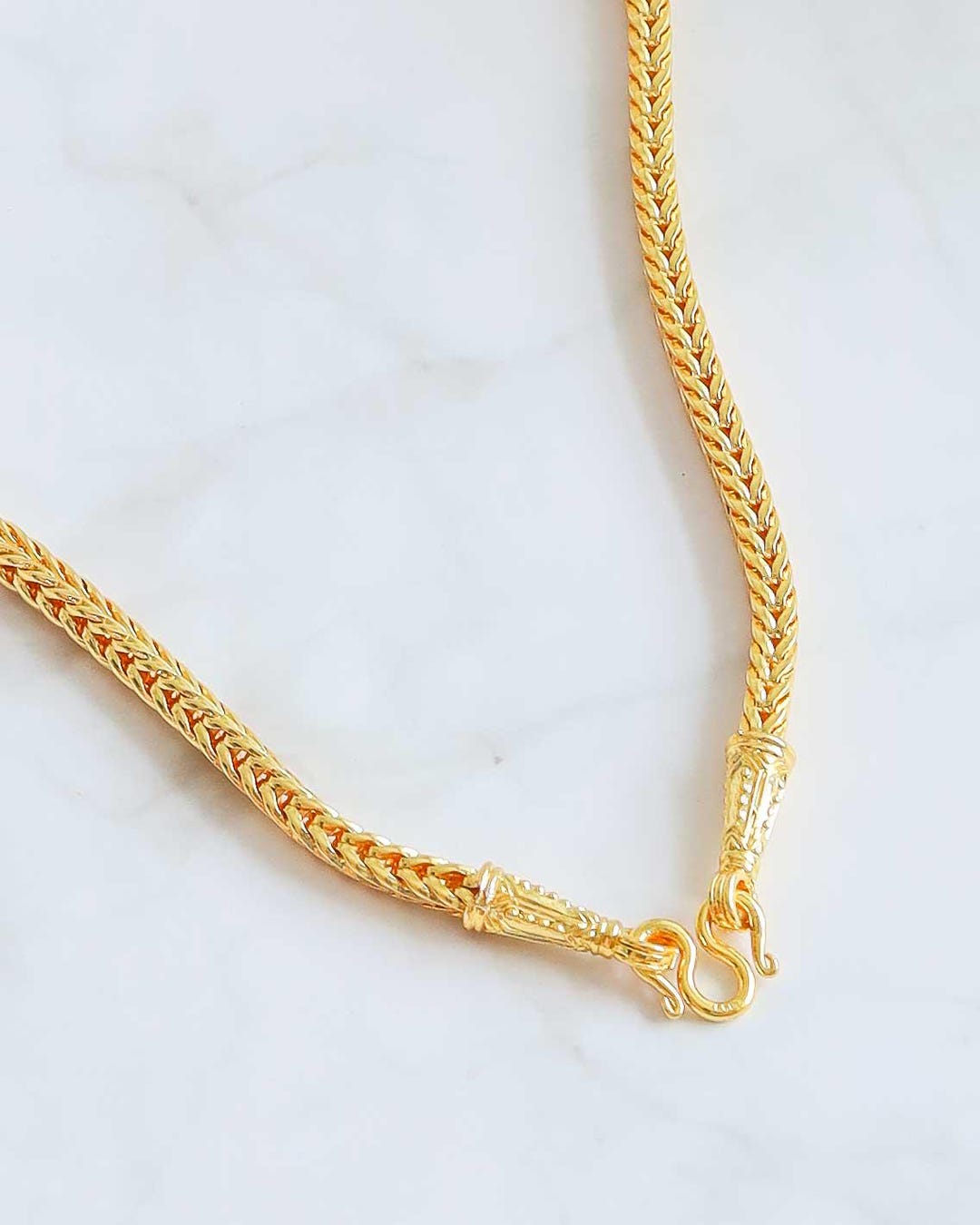 Thai Gold Necklace, Jewelry, Mens, Womens, 24K Gold Plated, Foxtail ...