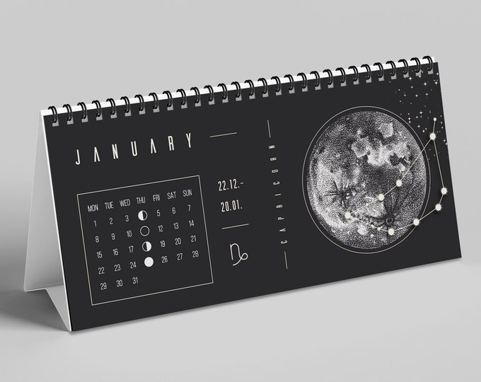 Mondkalender 2024, Lunar Kalender, Mondphasen 2024, Wandkalender 2024 ...
