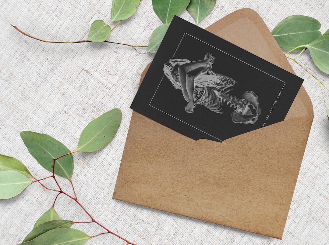 Postcard Anatomy Skeleton Illustration Black // Birthday Greeting Cards ...