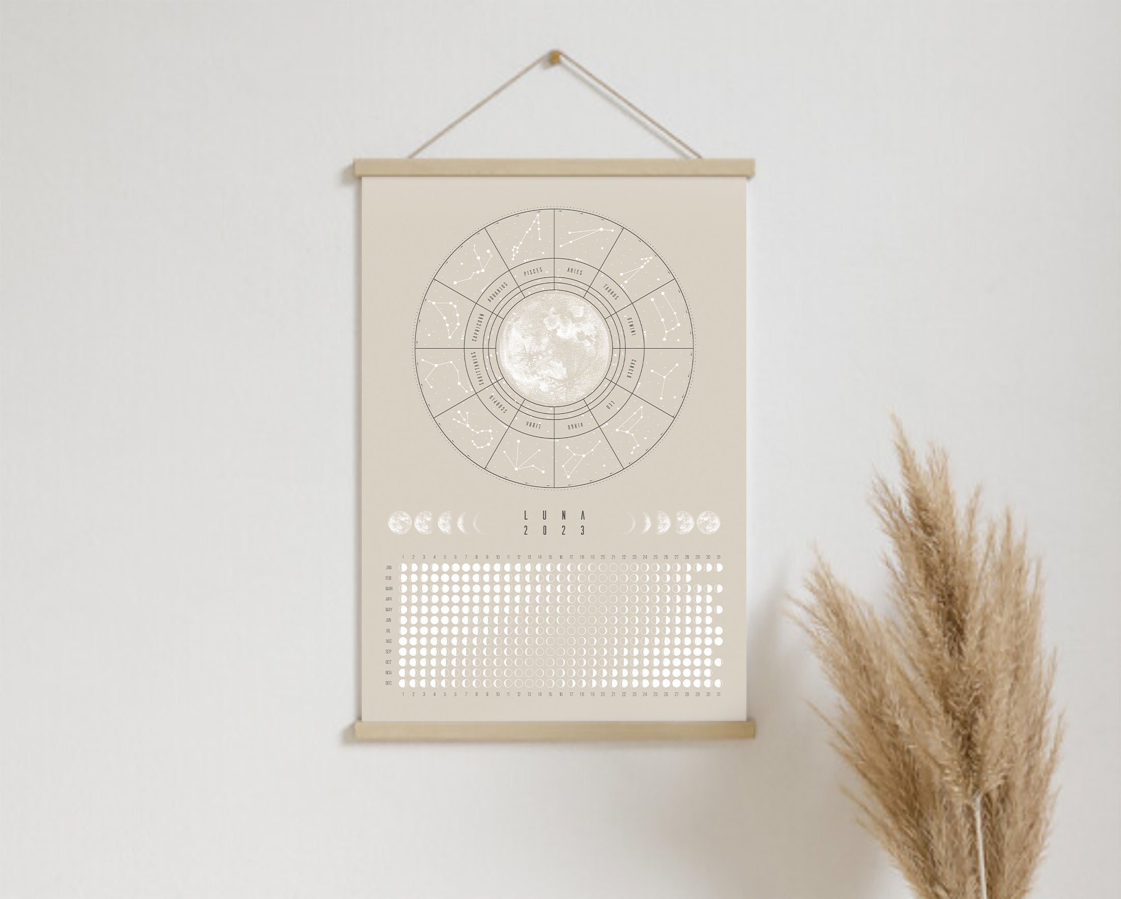 Lunar Calendar 2023 // Poster DIN A3 Moon Phases Astrology - Etsy UK