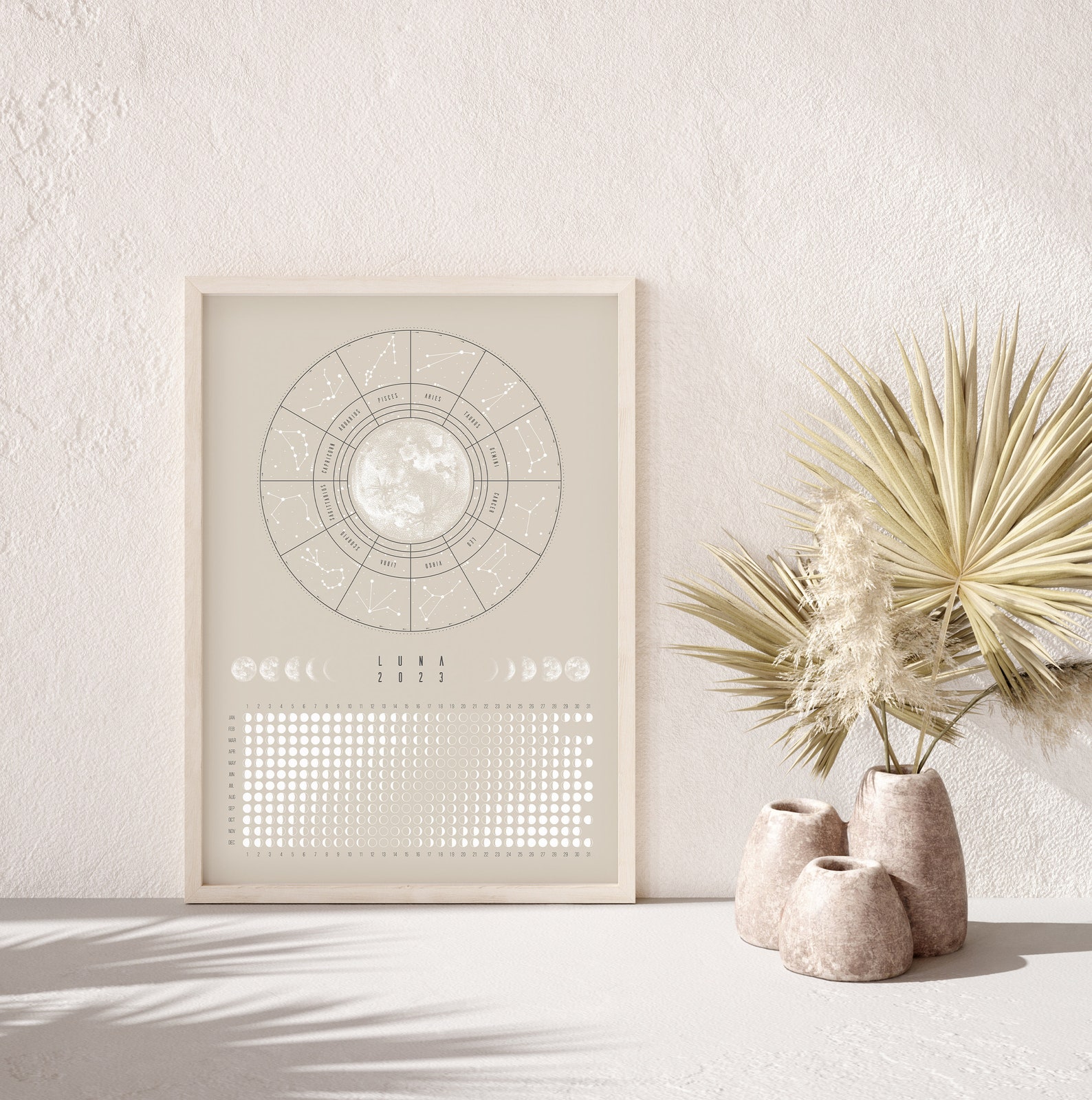 Lunar Calendar 2023 // Poster DIN A3 Moon Phases Astrology - Etsy UK