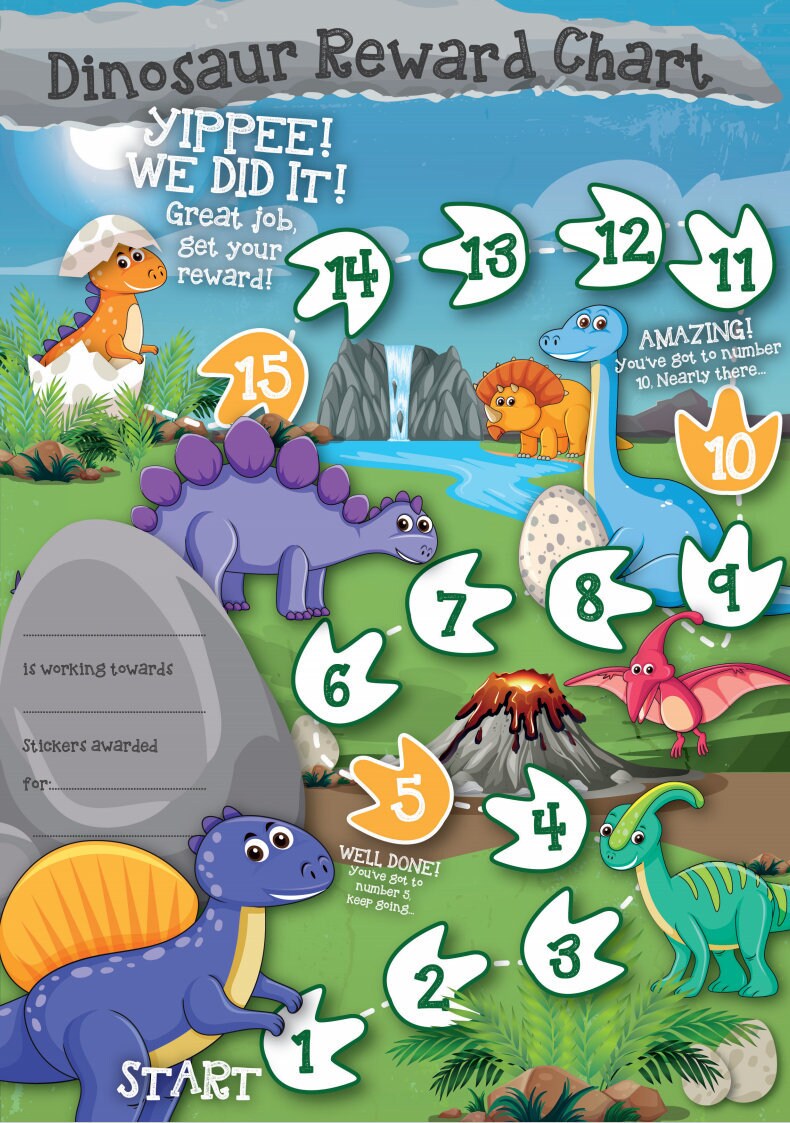 Reward Chart for Children Dinosaur Reward Chart - Etsy