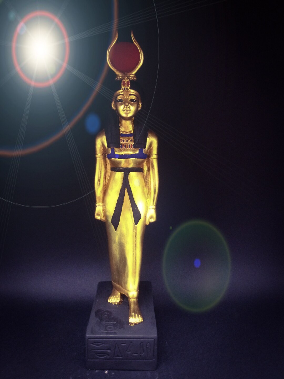 Isis Statue Standing Artificial Stone and Gold Leaf - Etsy