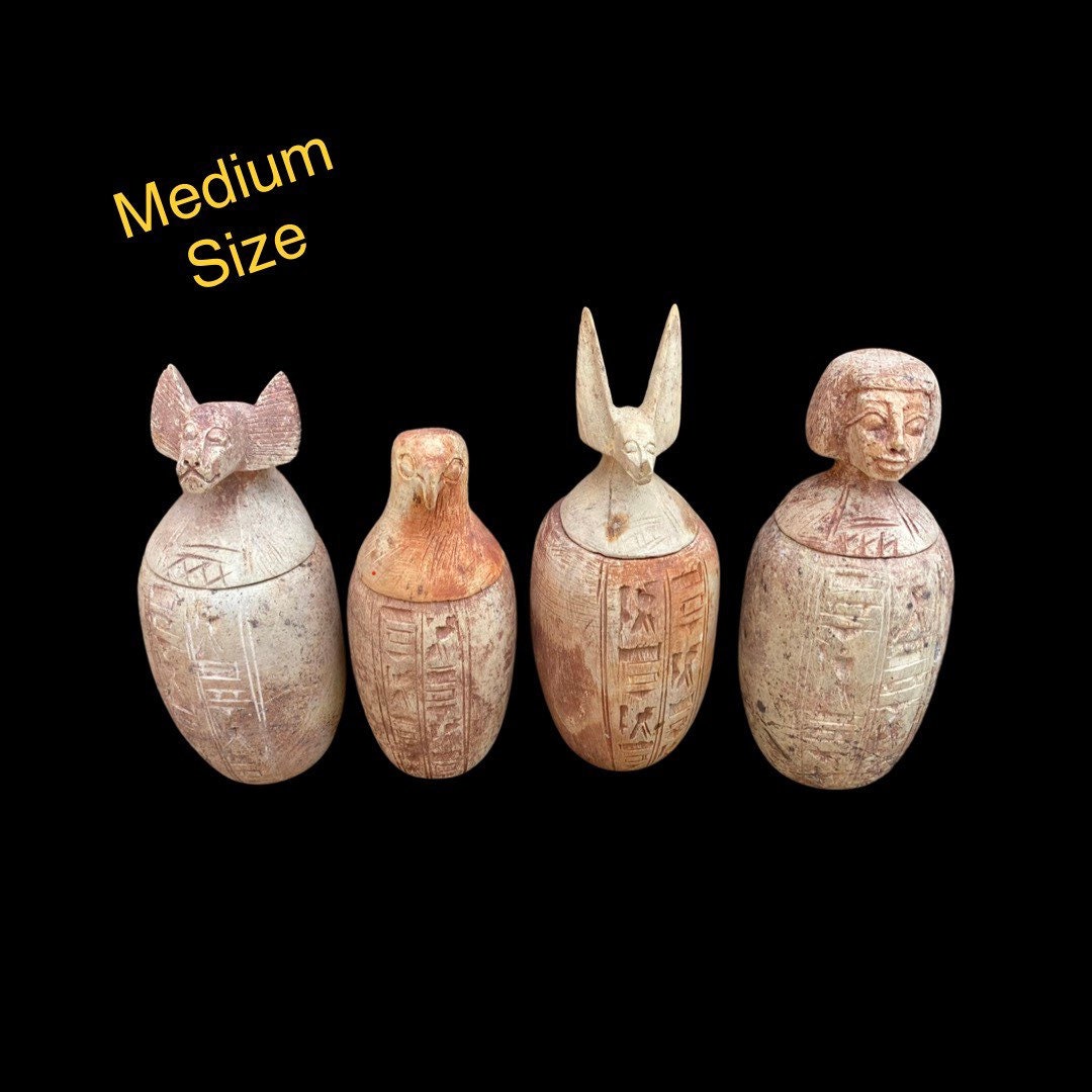 A Very Unique Set of Canopic Jars, Hand Carved From Natural Stone, Made ...