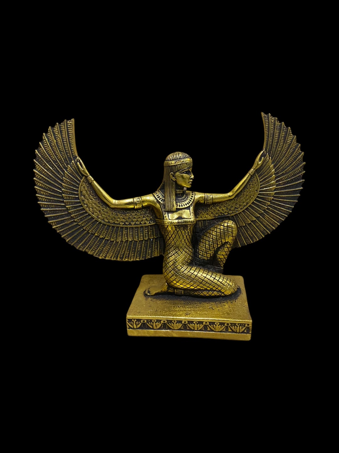Winged Isis Statue Sitting on Its Side Gold Leaf Handmade by - Etsy Finland