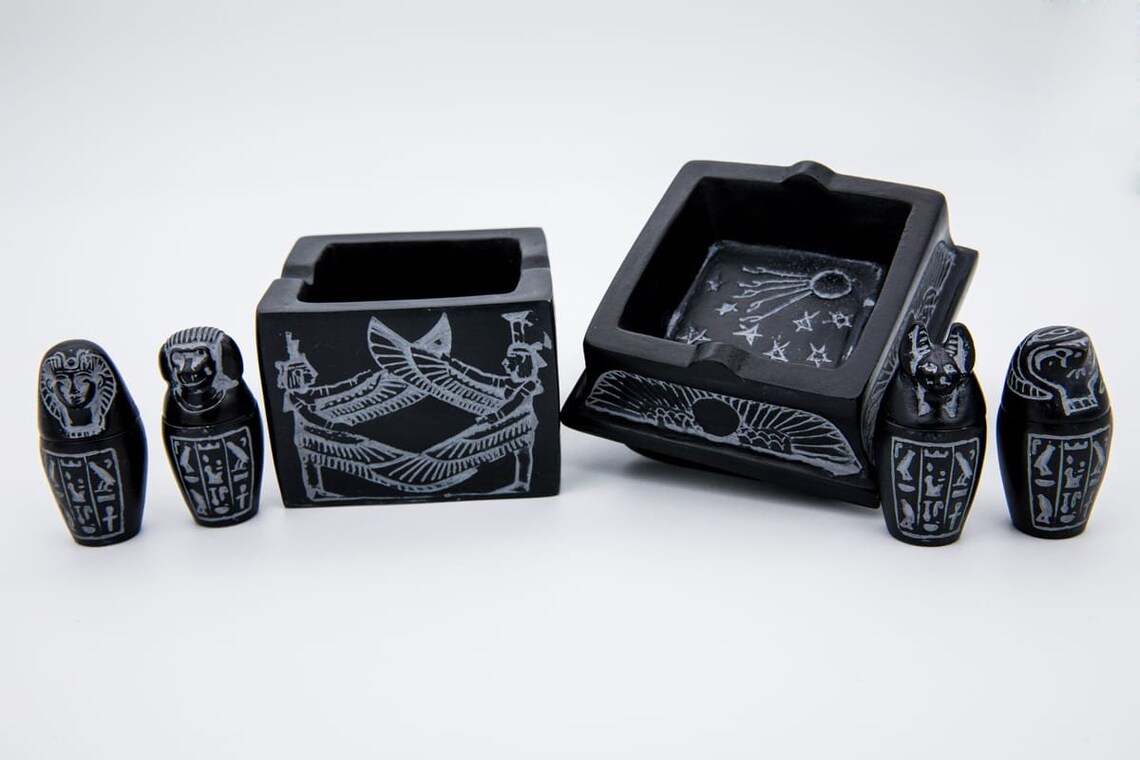 Canopic Jars Box Black Color Handmade by Me Made in Egypt - Etsy