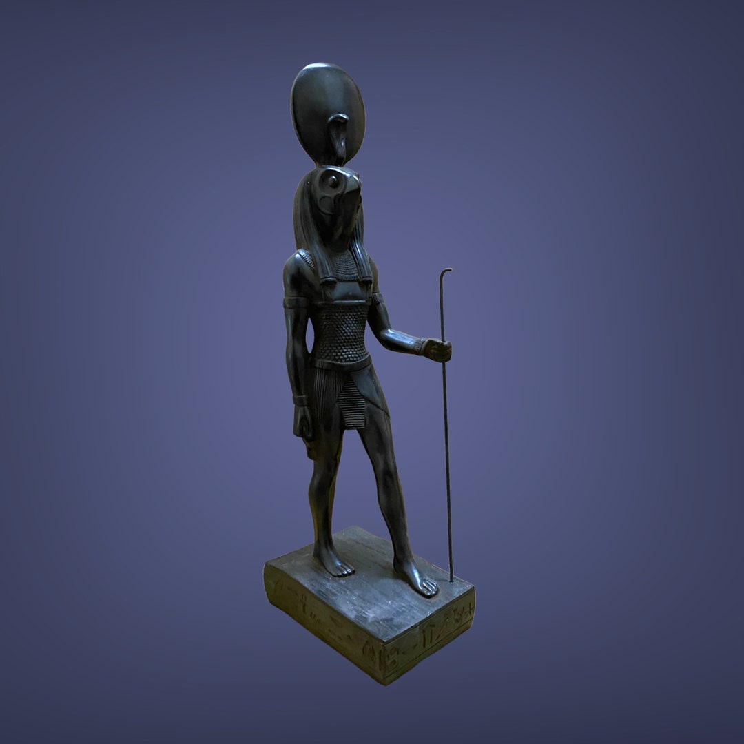 A Wonderful, Beautiful Black Statue of Ra, a Distinctive Handmade Art ...